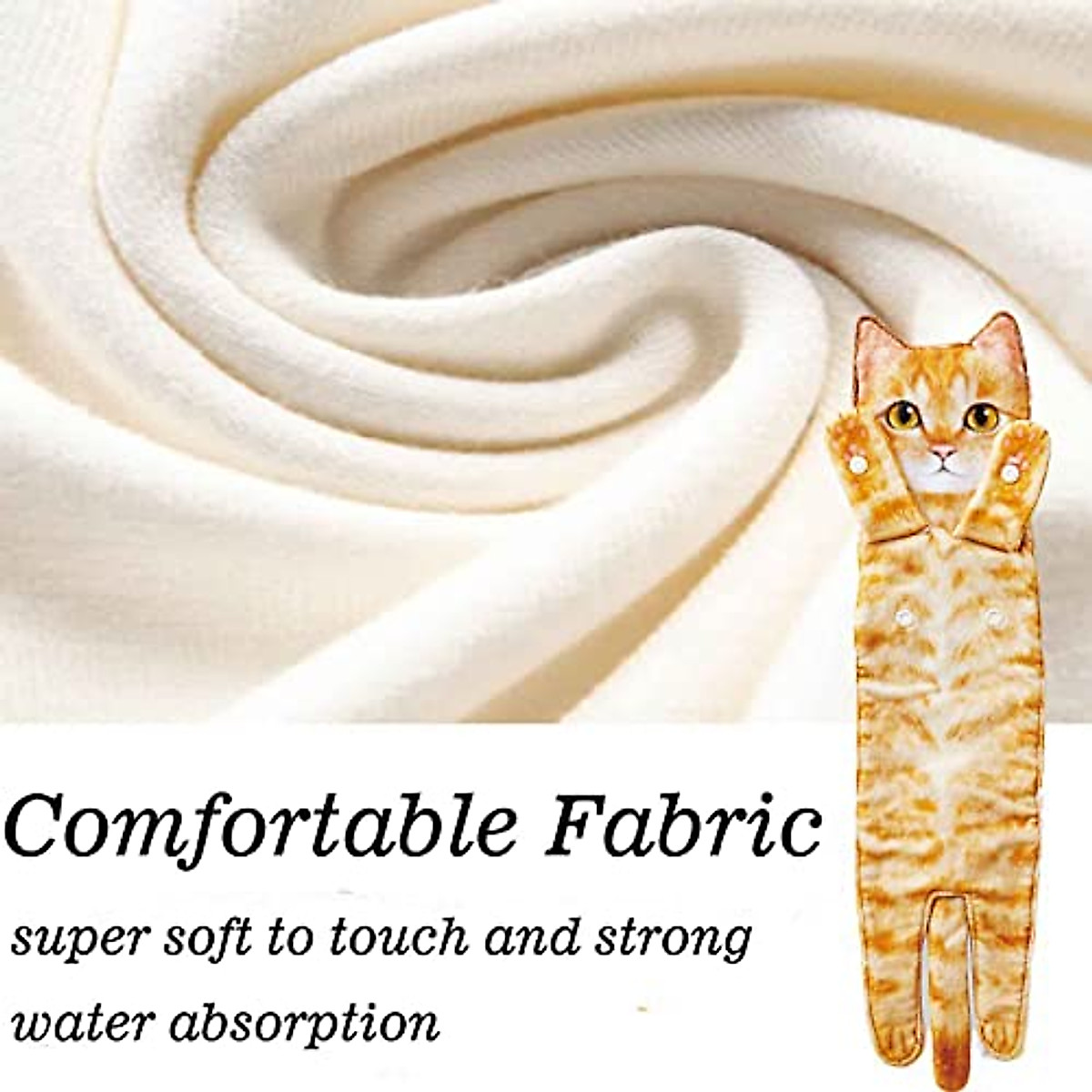 Dandelion Cat Funny Hand Towels for Bathroom Kitchen,Super Absorbent Soft Cat Decor Hanging Washcloths Face Towels,Funny Gifts for Cat Lovers（Orange）