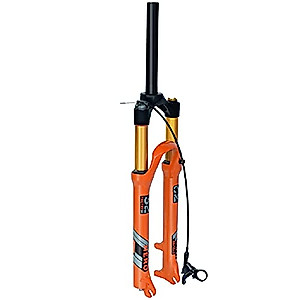 LYYCX Bike Suspension Forks 26/27.5/29 Inch，Disc Brake Quick Release Fork Forks Straight 1-1/8" Travel 140mm Manual/Remote Lockout Accessories (Color : Straight Remote, Size : 29 inches)