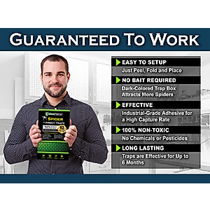 MaxGuard Spider + Insect Traps (12 pcs Box Trap) | Non-Toxic Extra Sticky Glue Traps , Kill Black Widow Hobo Brown Recluse Spiders and Other Crawling Bugs & Insects |