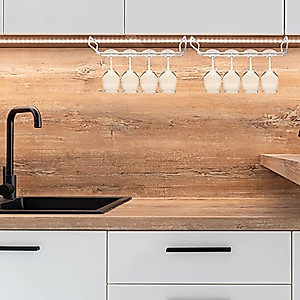 TONLEA 12.2 Inch Wine Glass Holder, Wine Glass Holder Under Shelf,Wine Glass Rack Under Cabinet, Sliver Set of 2