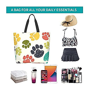 Cute Colorful Dog Paw Printed Women'S Fashion Large Waterproof Tote Shoulder Bag For All Kinds Of Everyday Uses