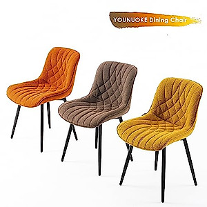 YOUNUOKE Dining Chairs Boucle Kitchen Chair Set of 2 Armless Vanity Chair with Back Modern Dinner Chair for Desk Living Bedroom, Yellow