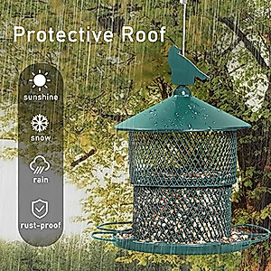 Wild Bird Feeder Squirrel Proof for Outdoors Hanging, Squirrel Proof Bird Feeder for Garden Yard, 4 lbs Seed Capacity, Backyard Garden Yard Decor