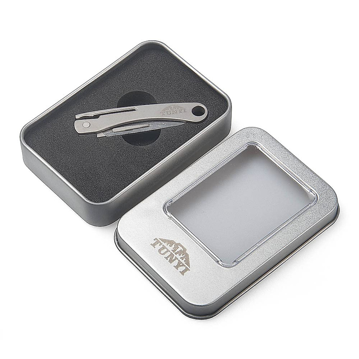 TUNYI Titanium Alloy Daily Mini Pocket Folding Utility Knife with 10 Replaceable Quick Change Blades, Ultra Compact and Lightweight