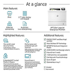 HP Color Laserjet Enterprise M554dn Duplex Printer (7ZU81A) (Renewed)