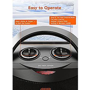 GiveBest Portable Electric Space Heater, 1500W/750W Ceramic Heater with Thermostat, Heat Up 200 Square Feet in Minutes, Safe and Quiet for Office Room Desk Indoor Use