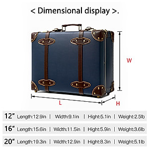 urecity Vintage and Cute Carry-on Overnight Case Non-wheeled Mini Leather Trunk Suitcase with Shoulder Strap