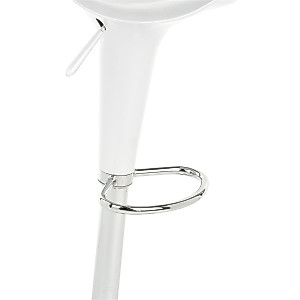 Displays2go Modern Bar Chair, Swiveling, Ergonomic Seat with Adjustable Lift (White ABS Plastic and Chrome)