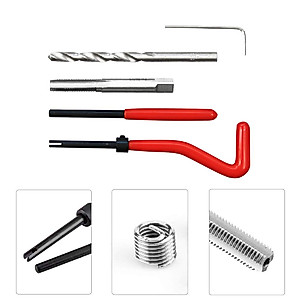 Highking Tool Thread Repair Kit, M7 x 1.0mm Metric Thread Repair Insert Kit Compatible Hand Tool Set for Auto Repairing (M7-1.0)