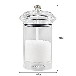 Cole & Mason H83001P Solo Clear Pepper Mill, Precision+, Acrylic, 114 mm, Single, Includes 1 x Pepper Grinder