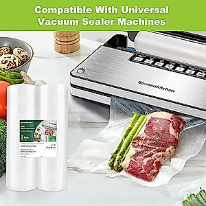 Bonsenkitchen Vacuum Sealer Bags, 11 in x 50 ft Rolls 2 Pack Seal Bags for Food Storage Saver, BPA Free, Commercial Grade Textured Food Roll Bags, Customized Size Bag for Sous Vide Cooking & Meal Prep