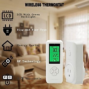 DIGITEN Temperature Controller WTC100 Wireless Thermostat Outlet Temperature Controlled Outlet Programmable Thermostat Controller Wireless Thermostat with Remote Sensor Greenhouse Thermostat