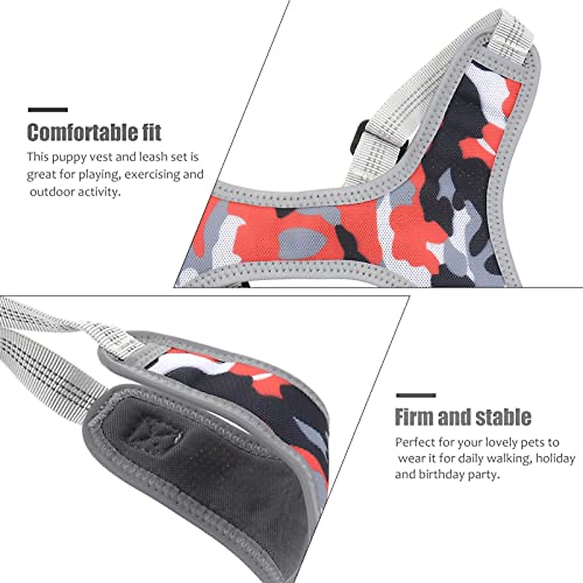 POPETPOP Reflective Vest Dog Harness - Reflective Breathable Soft Air Mesh Puppy No Pull Vest Harnesses - Escape Proof Pet Adjustable Harness for Small and Medium Dogs Small Dog Harness