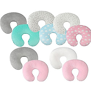 Minky Nursing Pillow Cover Set 2 Pack Nursing Pillow Slipcovers, Ultra Soft Compatible with Boppy Pillow,Standard Pillow for Baby Boy Girl White and Pink