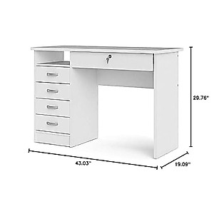 Tvilum Walden Desk with 5 Drawers, White