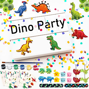 AVIASWIN Dinosaur Painting Kit for Kids, Arts and Crafts for Kids Ages 6-8, 8-12, 6 Dino Figurines Playset, Gifts for Boys and Girls, Blue, Red, Green, White, Black, Yellow