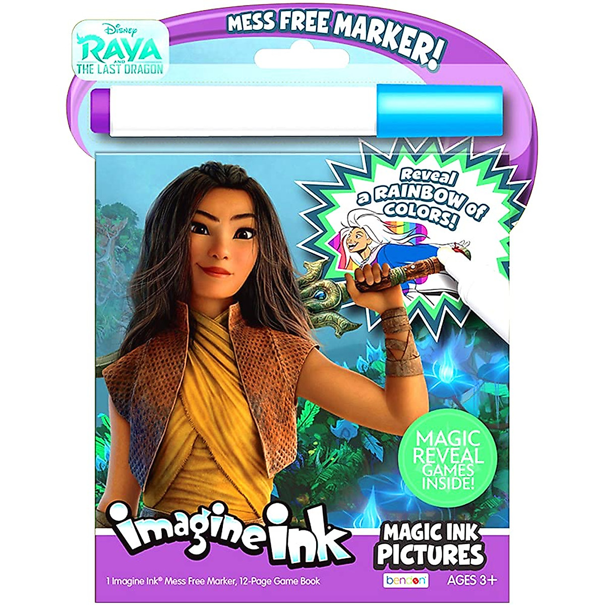 Classic Princess Magic Ink Coloring Super Set - 3 Books Featuring Disney Princesses, Frozen, and Raya The Last Dragon with Invisible Pens, Stickers