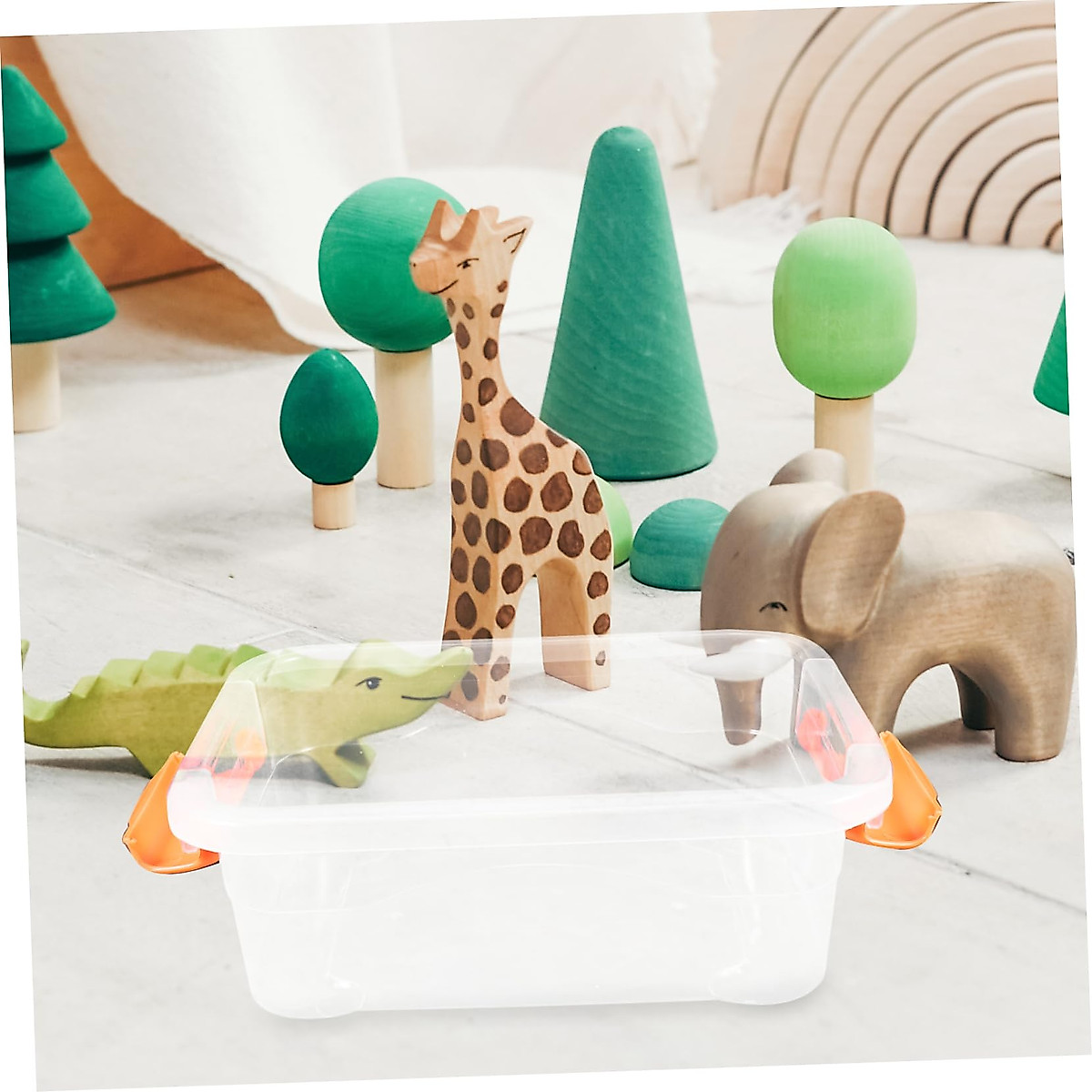 TEHAUX Clear Toy Bins 5pcs Box Baby Small Plastic Box Snack Office Storage Bins