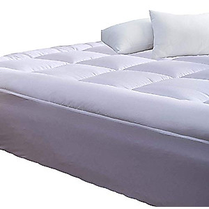 Mattress Topper Twin 39x75 Inches Quilted Plush Down Alternative Pillow Top Fitted Skirt Protector Mattress Pad Reviver Enhancer Deep Pocket Fits 20 Inches Soft White