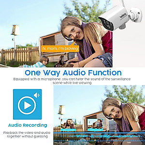 5MP Wireless Security Camera System No Hard Drive, 8 Channel Surveillance NVR Kits and 4pcs Super HD 5MP Outdoor Indoor WiFi Bullet Camera for Home Full Color Night Vision