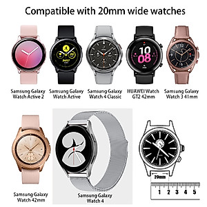JKD Metal Band Compatible with Samsung Galaxy Watch 7 6 5 4 Bands 40mm 44mm, Galaxy Watch 6 Classic/4 Classic Band 42mm 46mm 43mm 47mm/Active 2, 20mm Stainless Steel Wristband Women Men, Rose Gold