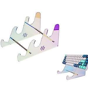 Acrylic Keyboard Display Stand Holder Colorful Mechanical Computer Keyboard Stand Shelf for Desk Transparent Acrylic Stand 2/3 Tier Keyboards Storage Holder Tray for Computer Tablet Picture Frame