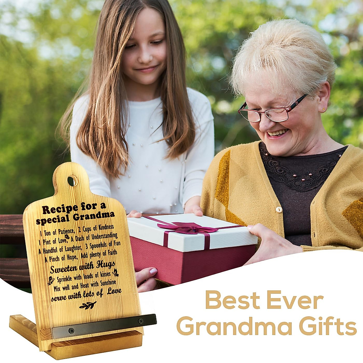 Grandma Gifts from Grandchildren Grandmother Birthday Gift Cookbook Stand Best Grandma Ever Gift for Grandmother Kitchen Presents for Grandma Recipe Book Stand C-009