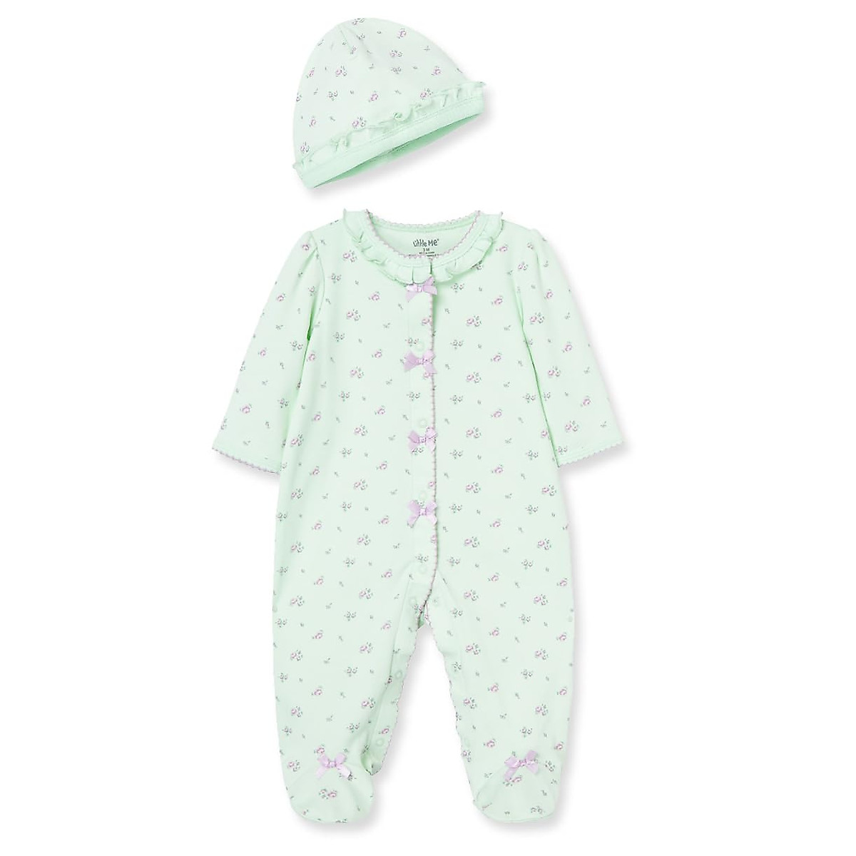 Little Me Baby Clothes & Outfits - Girls One Piece Hat & Footed Sleeper Pajamas - Newborn, Petite Rose