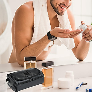 EAQ Personalized Toiletry Bag for Men, Personalized Leather Dopp Kits Customizable Travel Organizer Engraved Name/Logo for Husband, Boyfriend, Dad, Wedding, Anniversary, Gift