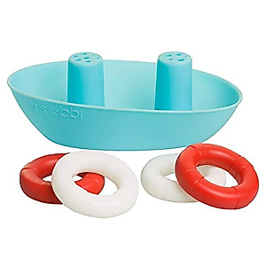 Ubbi Boat & Buoys Bath Toys, Includes 1 Boat and 4 Buoys, Bath Time Toys for Toddlers,Cyan,red,White