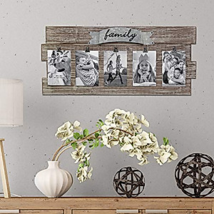 Stonebriar Rustic Wood Collage Picture Frame with Clips and Metal Detail Brown 26" x 11"