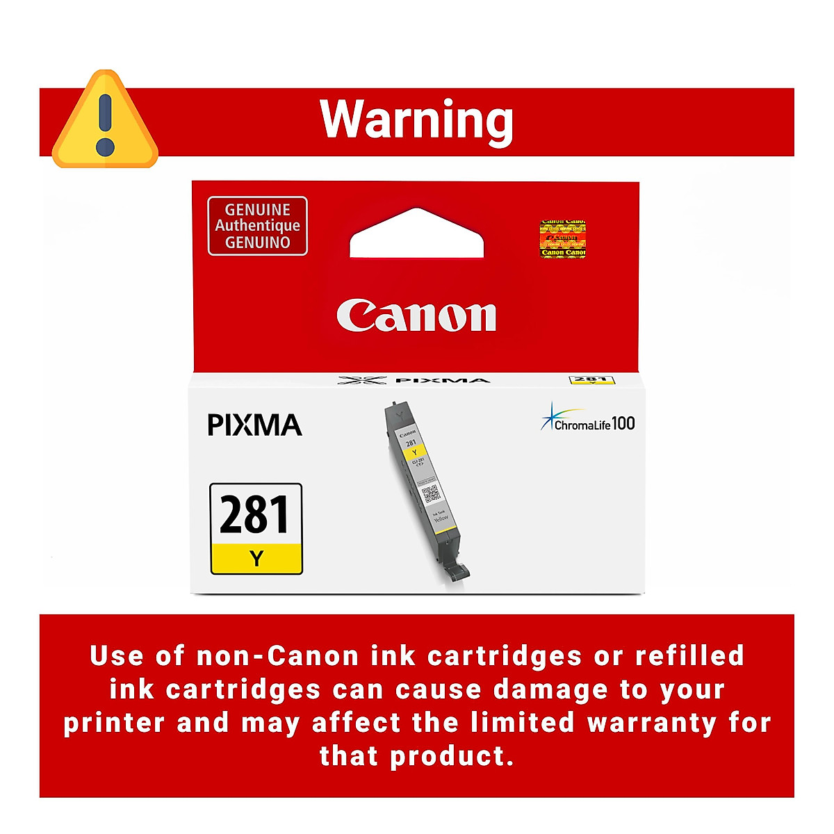 Canon CLI-281 Yellow Ink Tank Compatible to TR8520, TR7520, TS9120 Series,TS8120 Series, TS6120 Series, TS9521C, TS9520, TS8220 Series, TS6220 Series