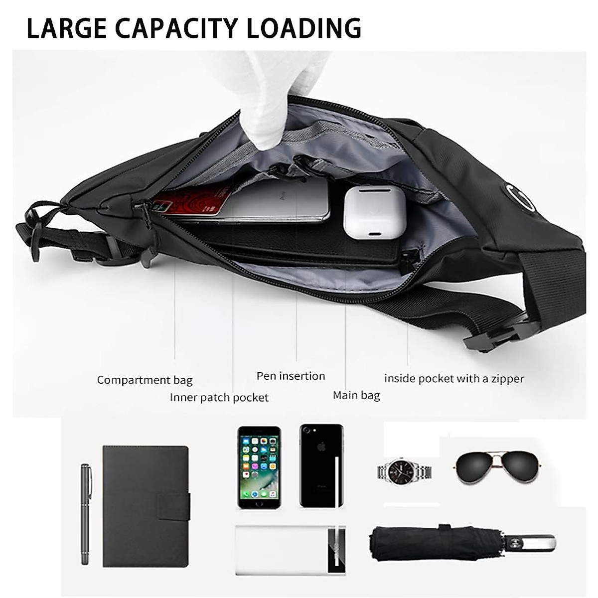 TINYAT Sling Bag for Men Crossbody Sling Backpack Portable Chest Daypack Phone Money Shoulder Bags for Pouch Hiking Travel