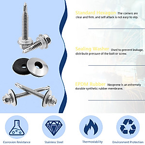 Glarks 560Pcs 410 Stainless Steel Hex Washer Head Sheet Metal Tek Self Drilling Screws and 304 Stainless Steel EPDM Bonded Sealing Washers Assortment Kit for Furniture Building Appliance Repair