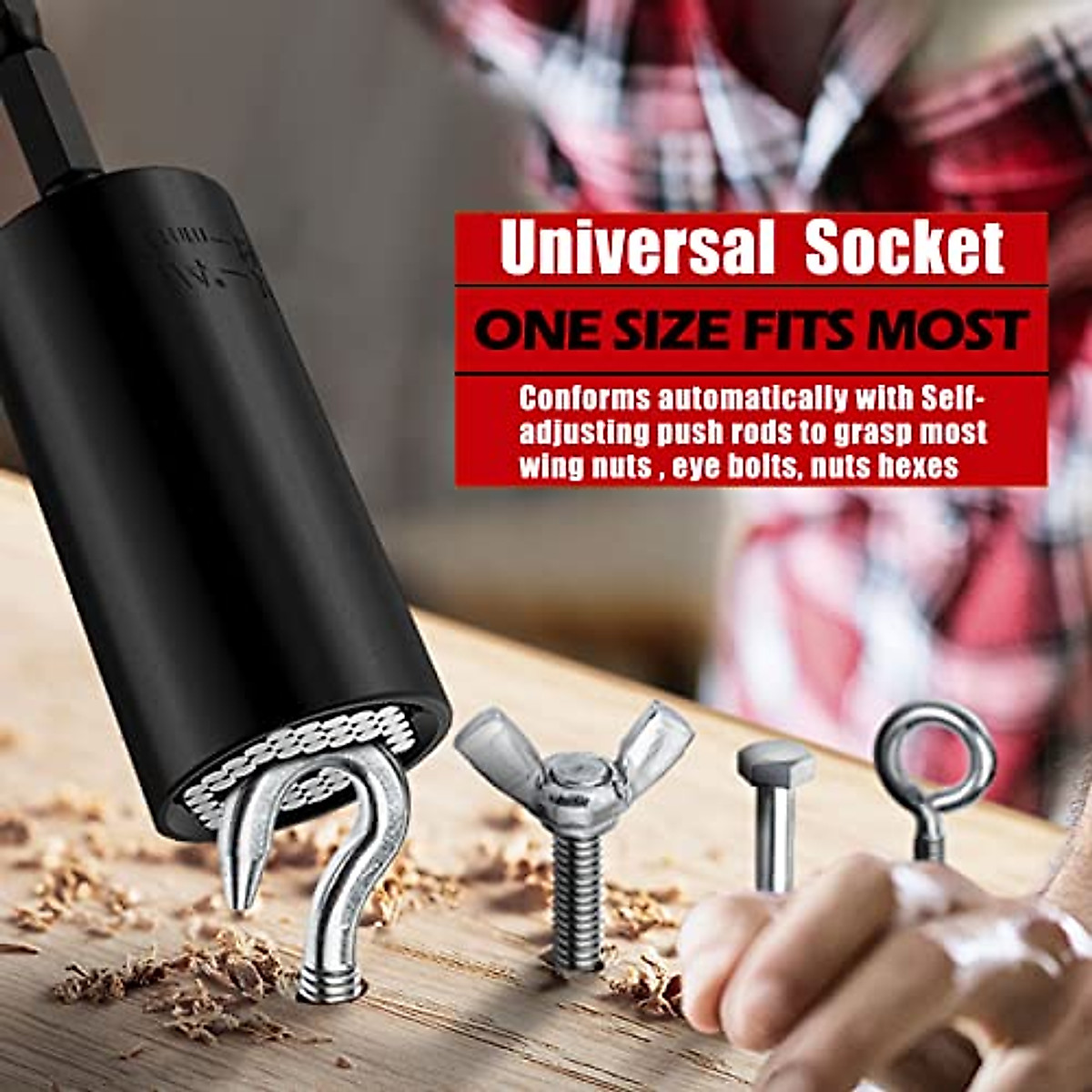 EGIFI Universal Socket Tools, Super Socket Mechanic Tool, Nut Driver Unscrew Anything Stocking Stuffers Gifts for Men Him Dad for Christmas, 2 PCS, Black