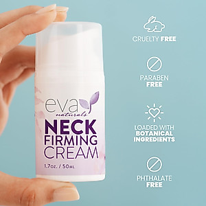 Eva Naturals Enhanced Neck & Décolleté Firming Cream (1.7 oz) - Hydrating Cream for Neck Tightening & Wrinkle Reduction - Lifts & Smooths for Youthful Skin
