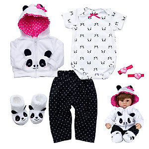 Reborn Baby Doll Clothes for 17-19 inch Reborn Dolls Cute Panda Baby Doll Outfits Set 4 Pieces of Pack
