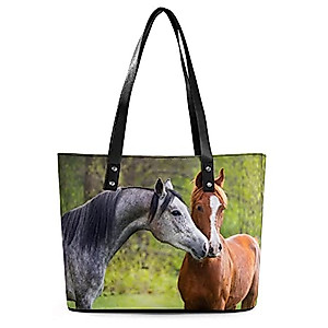 Womens Handbag White Brown Horse Leather Tote Bag Top Handle Satchel Bags For Lady