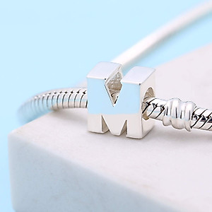 Alphabet Charms fit Pandora Bracelet 925 Sterling Silver Letter Charms Initial A-z Charm Beads for Bracelet(M)