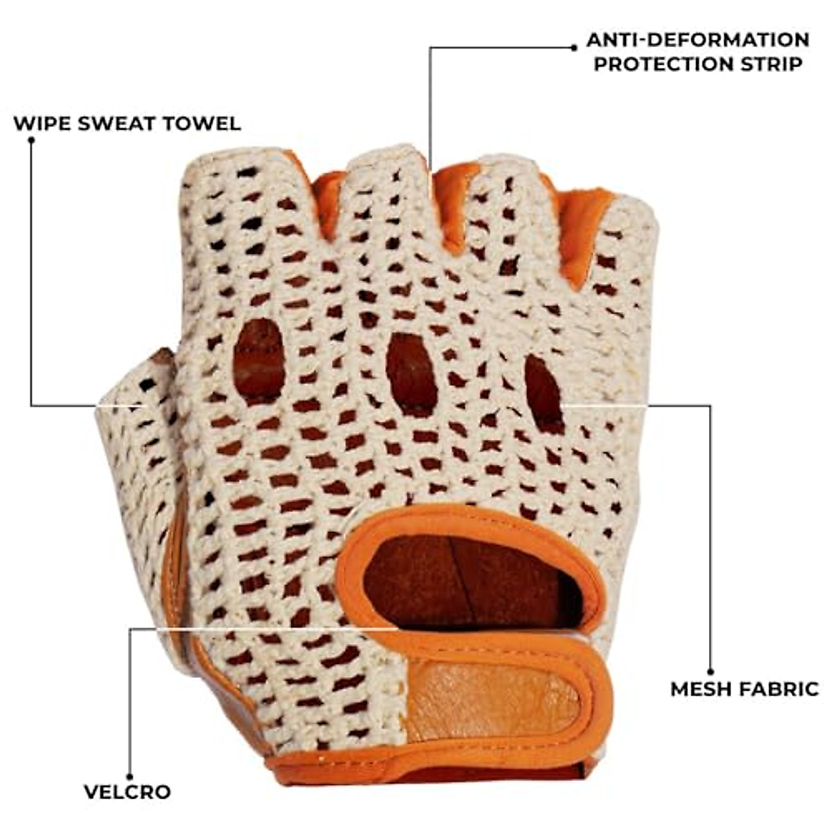 Kango Fitness Real Soft Leather Mesh Net Fingerless Driving Weight Training Cycling Wheelchair Gloves W-1037 (XX-Large)