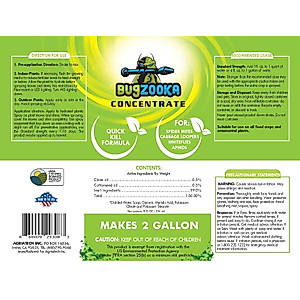 BugZooka 8oz Concentrate: Makes 2 Gallons All Natural Prevents Ants, Spiders, Aphids, Whiteflies, Caterpillars, Thrips, Stink Bugs,miticides, Pesticides, and Fungicide All Stages of Crops USDA