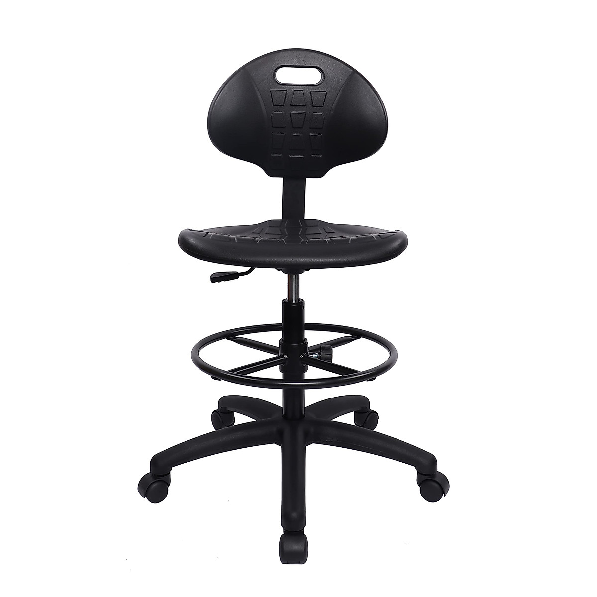 Aaron's Deluxe Polyurethane Drafting Lab Stool Chair, 18'' Adjustable Footring, 10'' Adjustable Height, 450 lb seat Capacity, Heavy Duty, Made and Built to Order here in The United States, Black