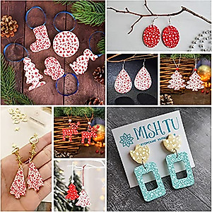 MEMOVAN Christmas Silk Screen for Polymer Clay 3Pcs Reusable Christmas Silk Screen Stencils for Polymer Clay Cutters Printing on Clay Kit for Jewelry Making Christmas Earring Decoration