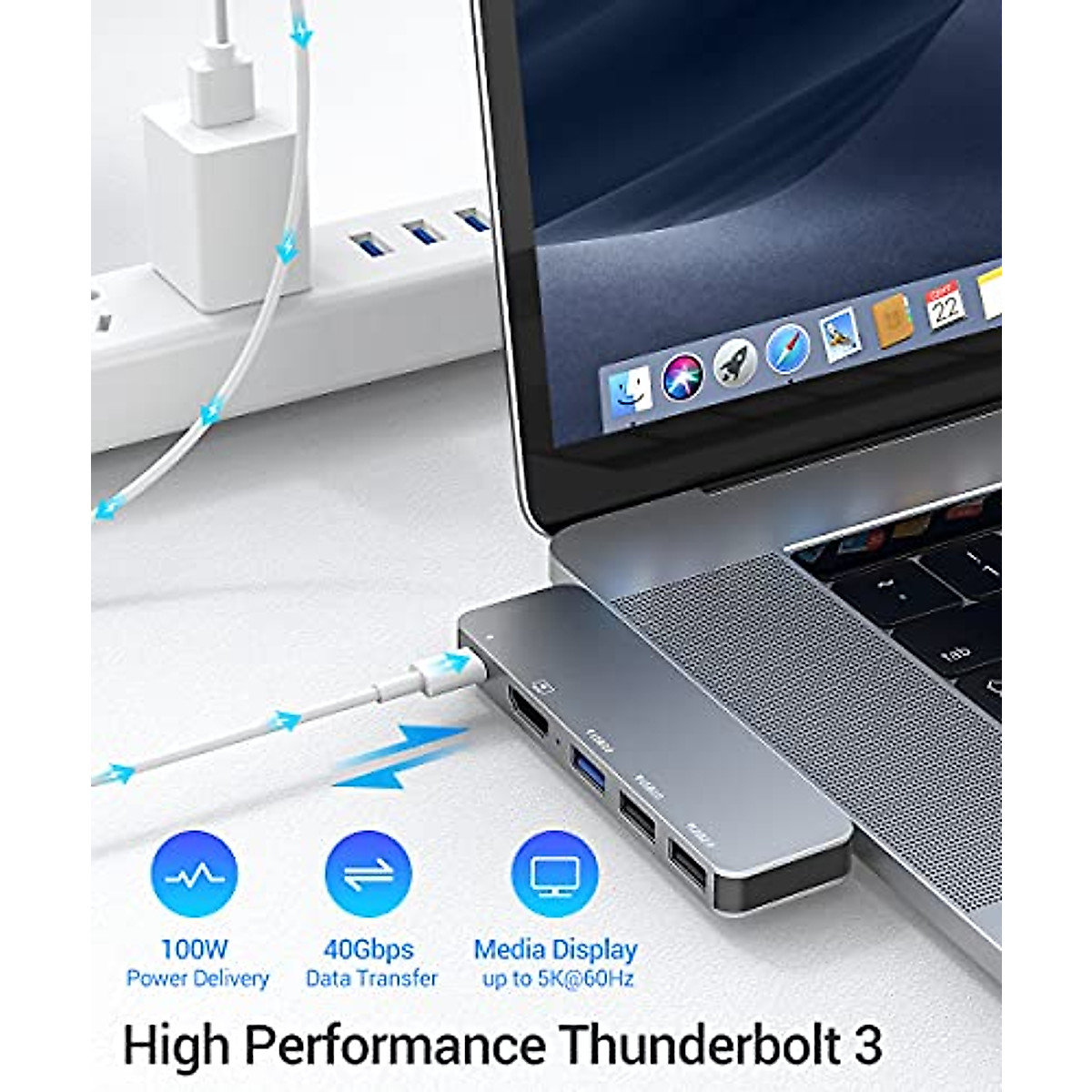 USB C Adapter for MacBook Pro 2020, MacBook Adapter HDMI, MacBook Air M1 USB Multiport USB C Hub with 4K HDMI, Thunderbolt 3, for MacBook Pro 13"-16" 2021-2016, MacBook Air 2021-2018