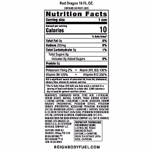 Reign Inferno Red Dragon, Thermogenic Fuel, Fitness and Performance Drink, 16 Fl Oz (Pack of 12)