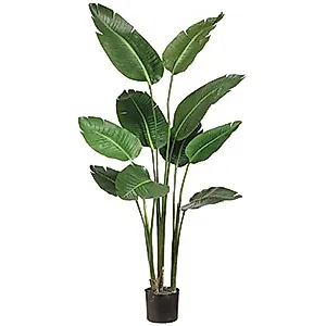 One 5 Foot Artificial Silk Bird of Paradise Palm Tree Potted Plant