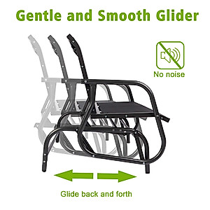 Outdoor Patio Swing Glider Bench-Loveseat Mesh Seating and Smooth Glide Rocker 2 Person Chair with Weather Resistant Steel Frame for Porch Garden Outside