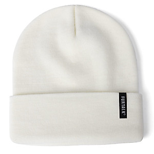 FURTALK Womens Knit Beanie Hat Acrylic Winter Hats for Women Men Soft Warm Unisex Cuffed Beanie Cream White