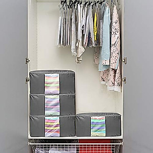 EZCASA Premium Large Capacity Storage Bag – Foldable Closet&Clothes&Blanket Organizer – Reinforced Handles with Durable Handles – For Comforter & Bedding (LARGE 55L)