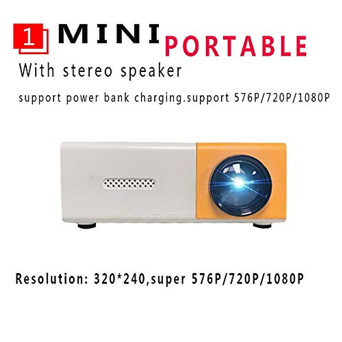 Portable Mini projectors LED Micro Projector 1080P Home Party Meeting Theater Projector（Newest Upgraded Version ）